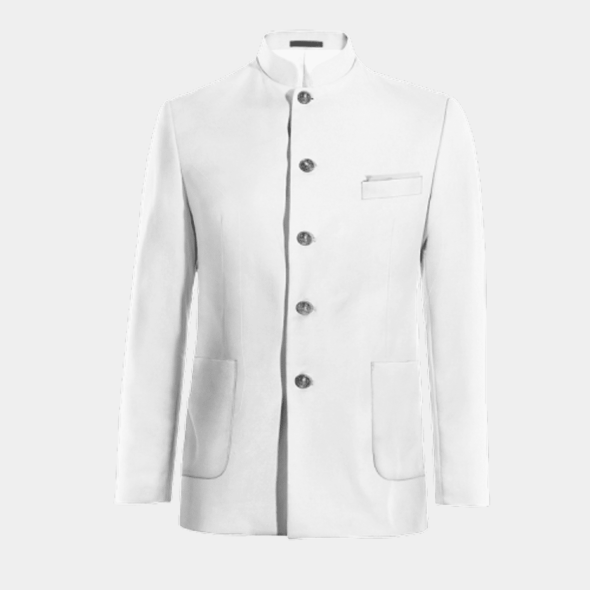 All white linen mao Jacket with handkerchief