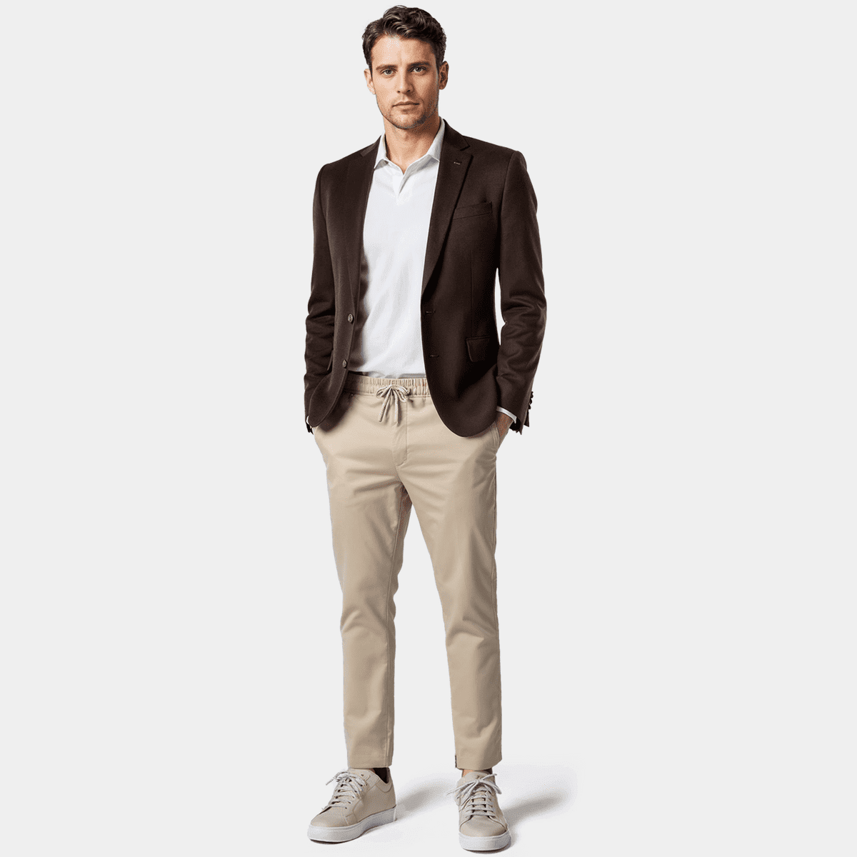 Chocolate brown essential unlined Jacket with elbow patches