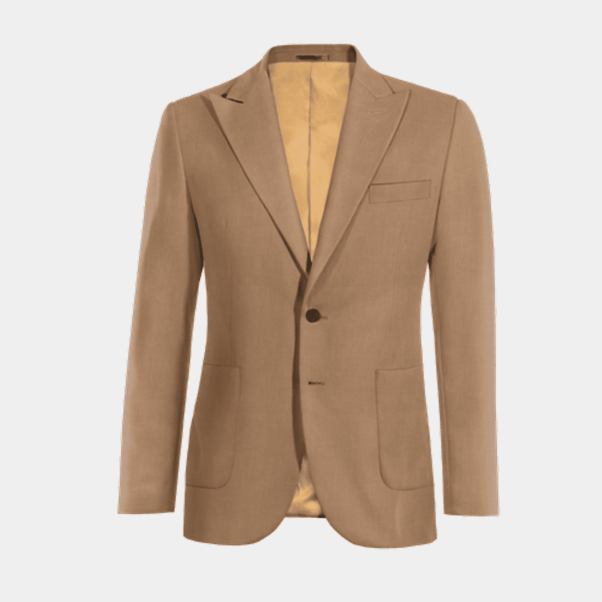 Sand breathable stretch cotton-linen Blazer with patched pockets