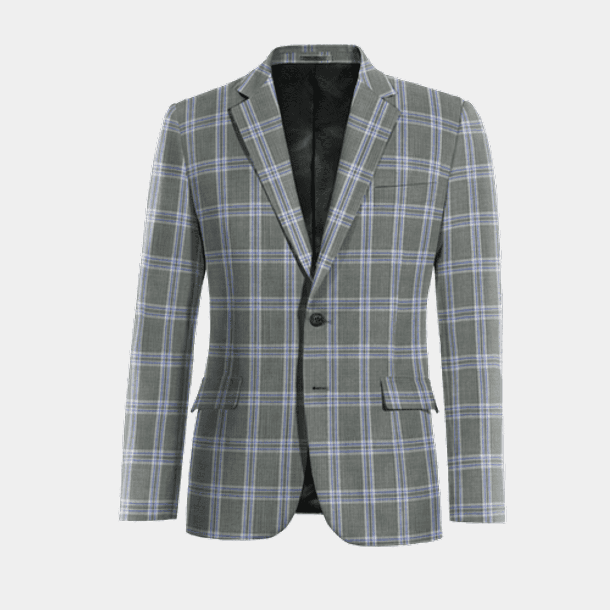 Dark gray checked super 100s slim fit Jacket