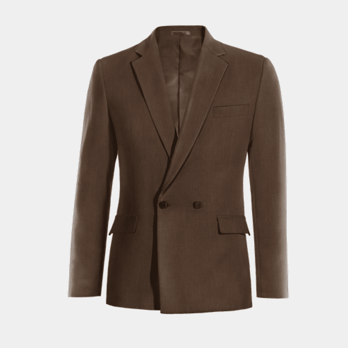 Chocolate brown stretch cotton-linen double breasted Blazer