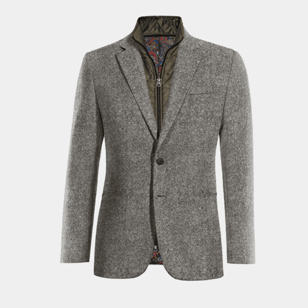 Light Gray Tweed Suit Jacket With Removable Waistcoat Piece £175 Hockerty