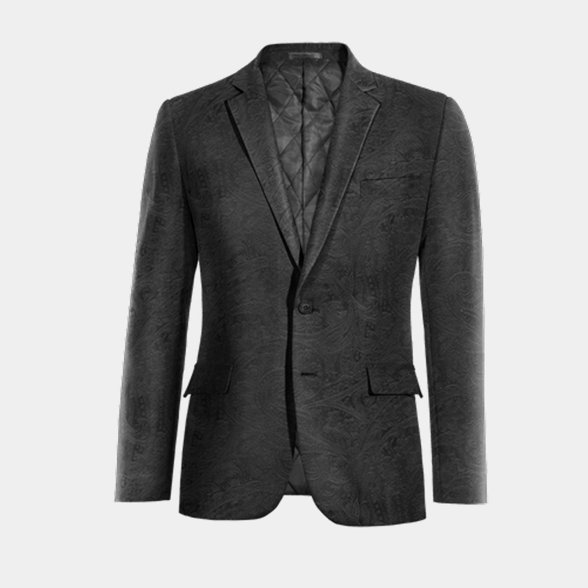 Onyx black paisley velvet slim fit Blazer