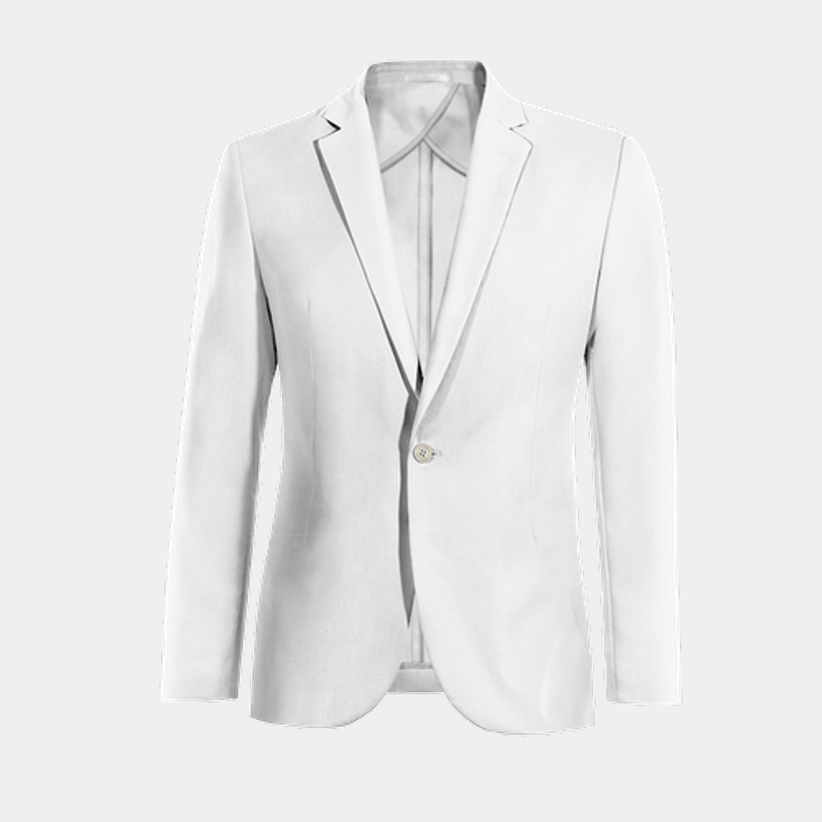 All white linen slim fit one button unlined Blazer