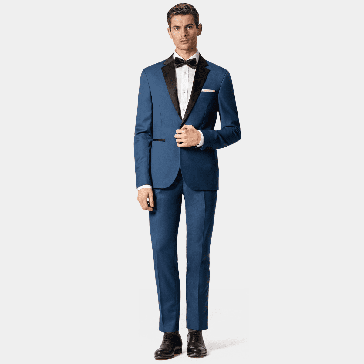 Blazer Smoking azul cobalto de entretiempo y pañuelo