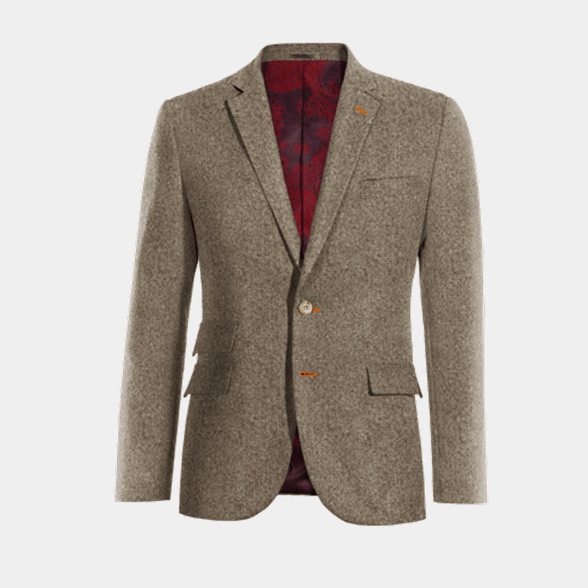 Light brown donegal tweed slim fit Blazer with customized threads