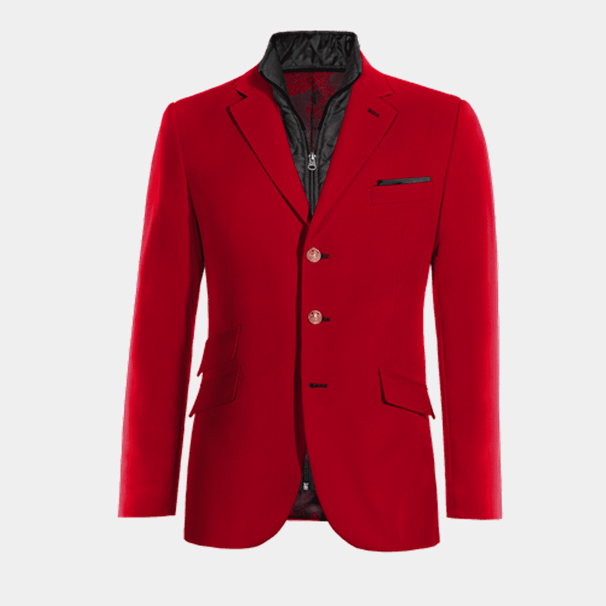 Intense red year-round 3-buttons Suit Jacket with pocket square with ...