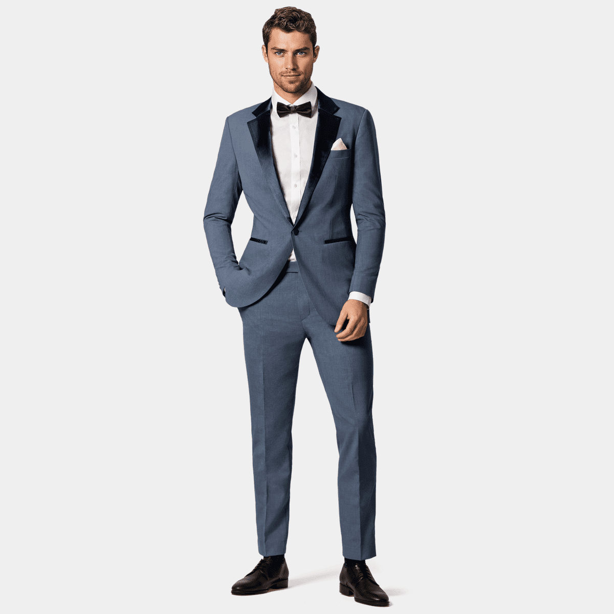 Blazer Smoking azul acero de entretiempo de 1 botón