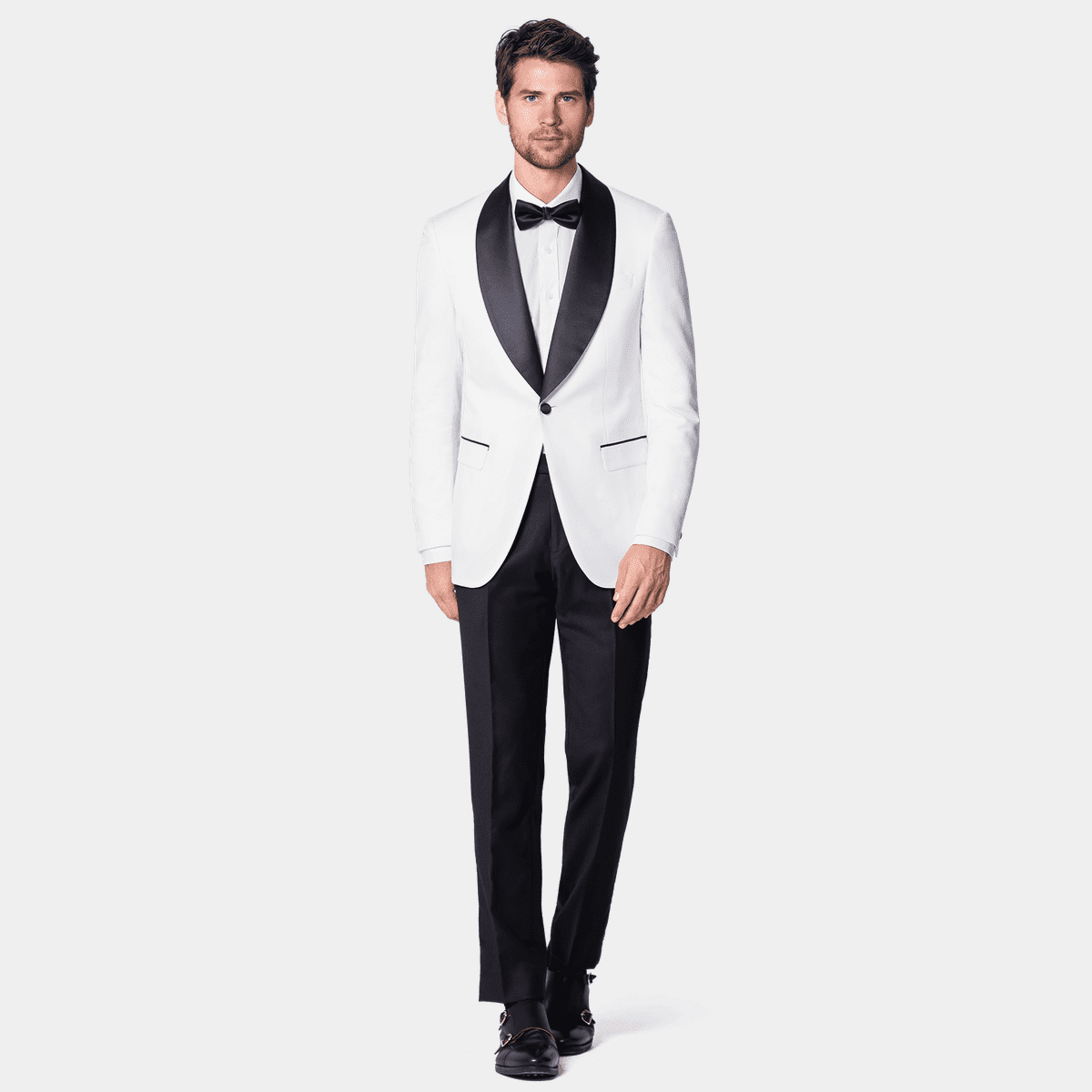 Ivory wide lapel slim fit one button Tuxedo Jacket