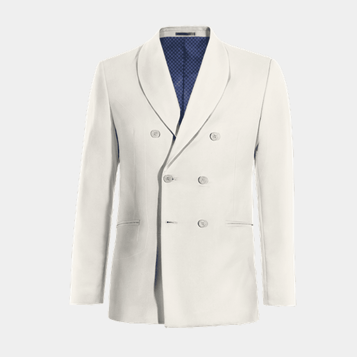 Ivory double-breasted rounded lapel Suit Jacket