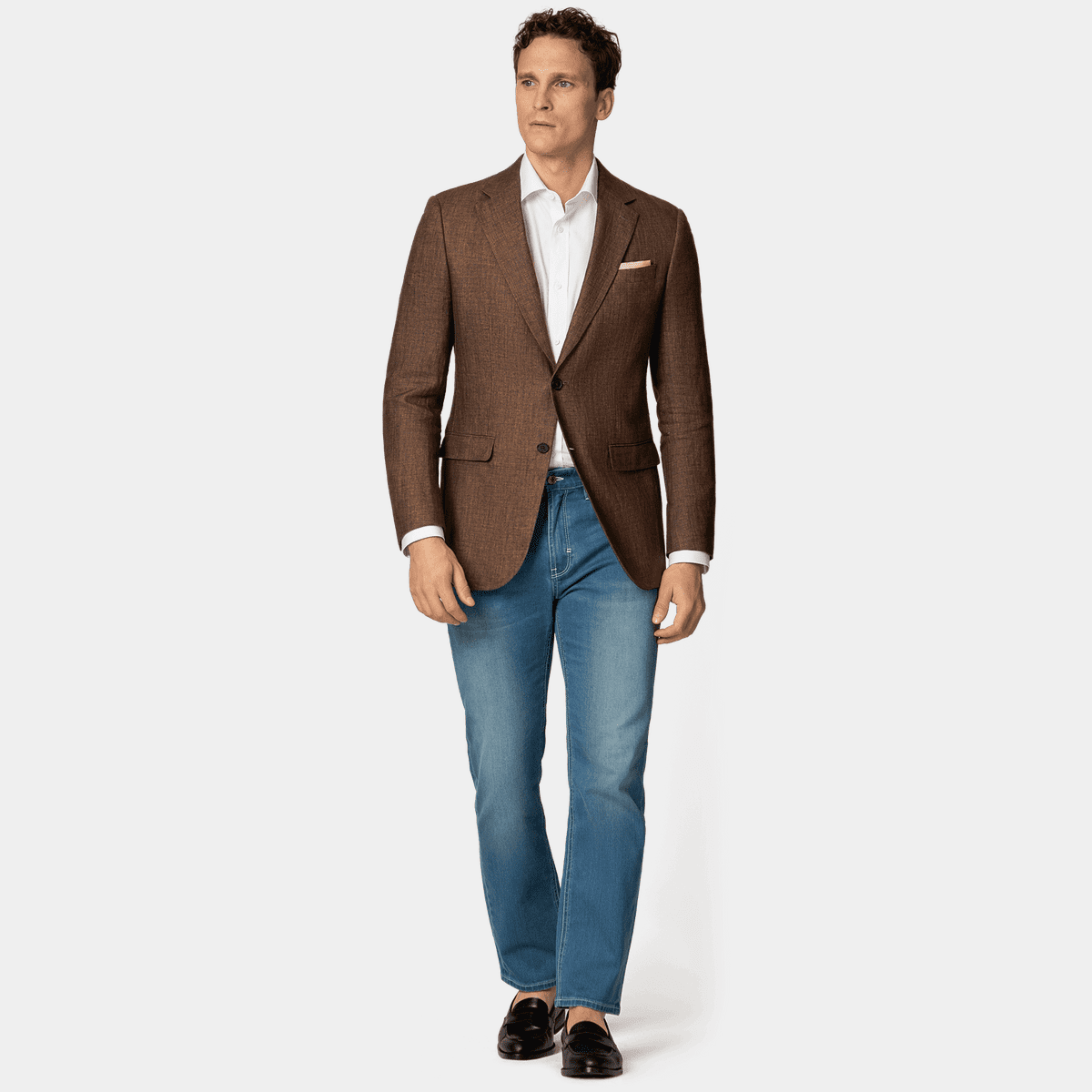 Brown linen wide lapel Jacket