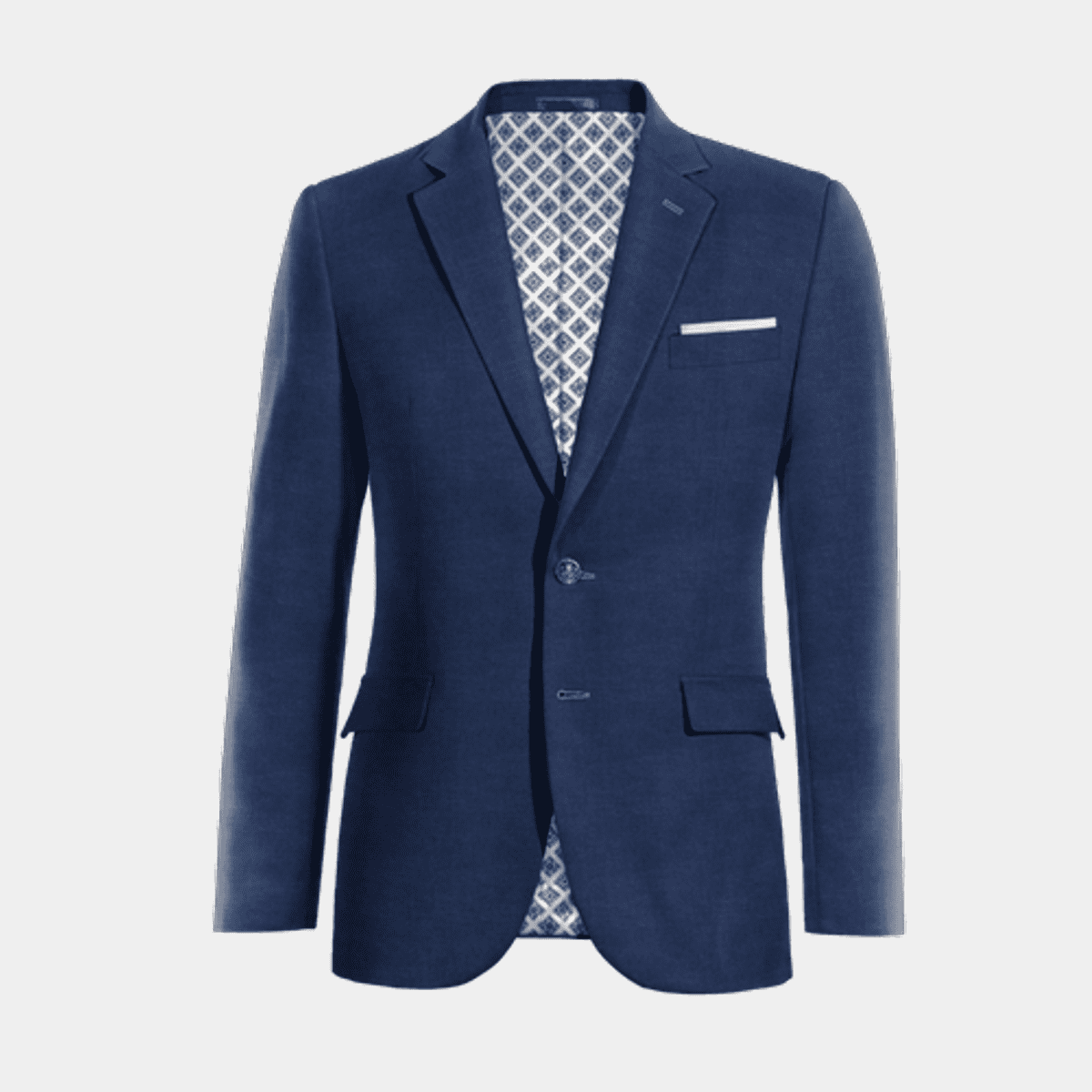 Navy blue linen limited Suit Jacket with pocket square