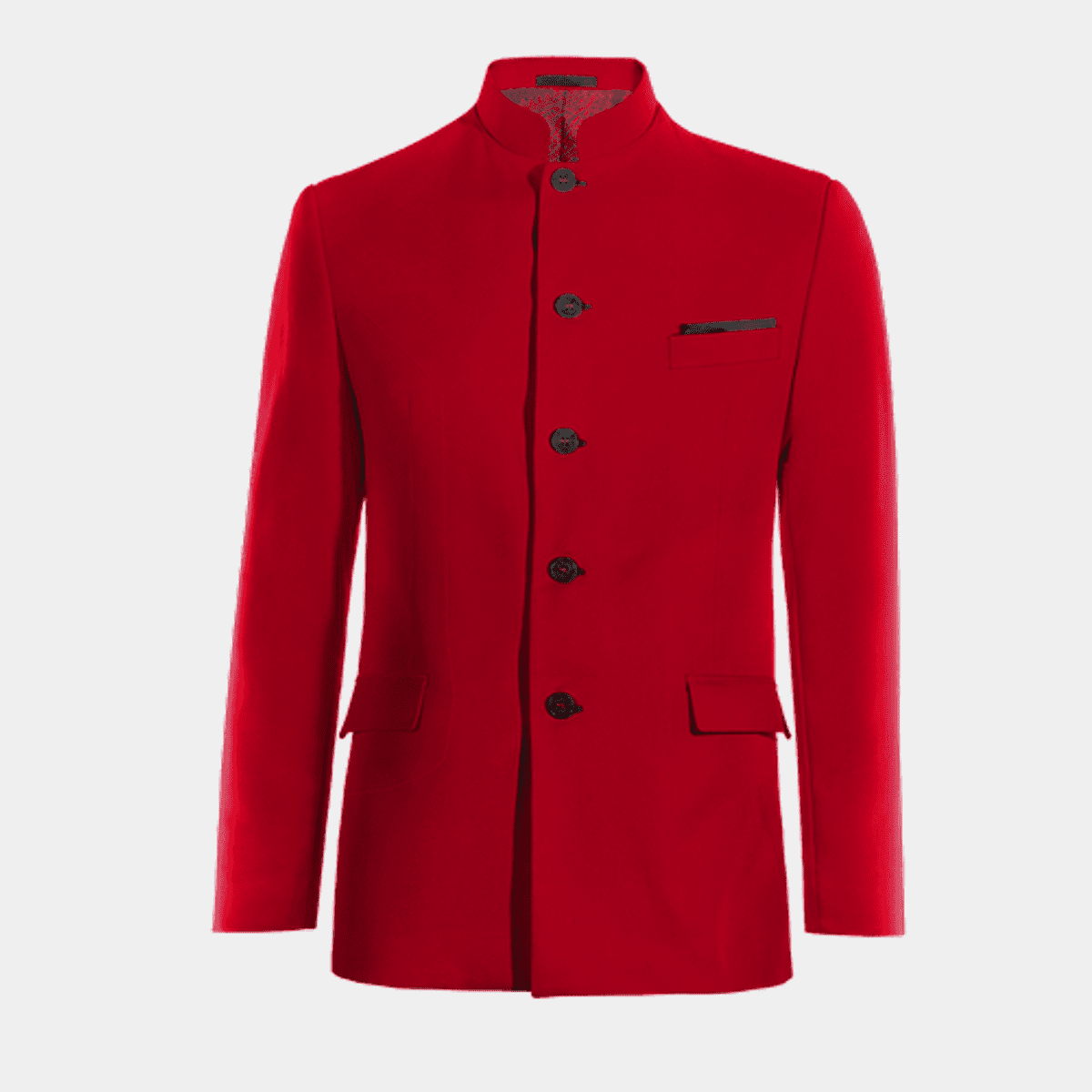 Intense red mao year-round Suit Jacket with pocket square