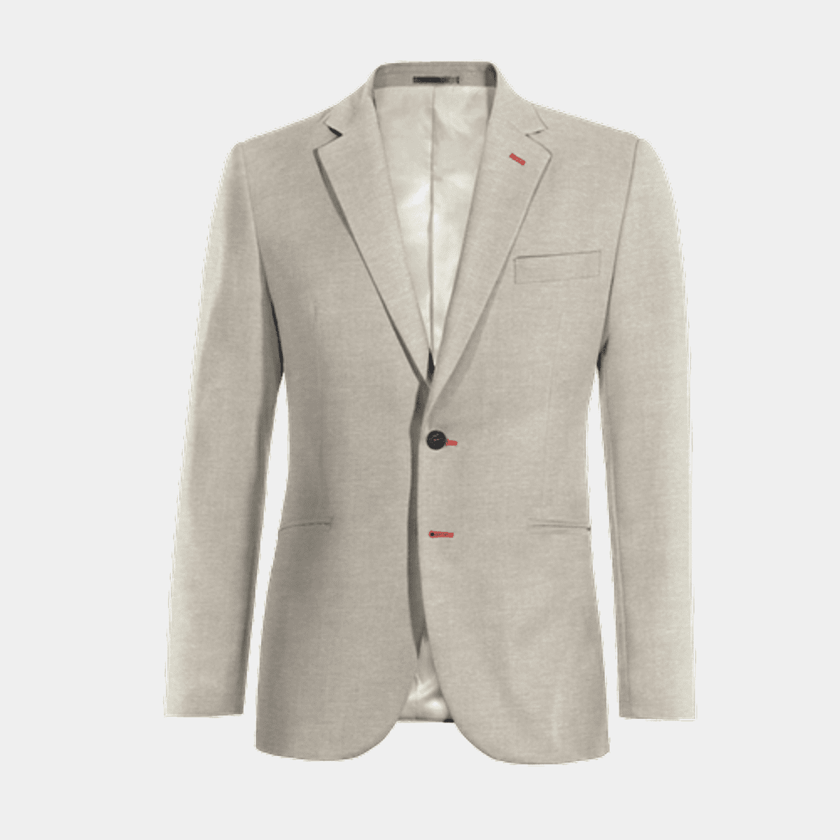 Beige stretch slim fit Blazer with customized threads