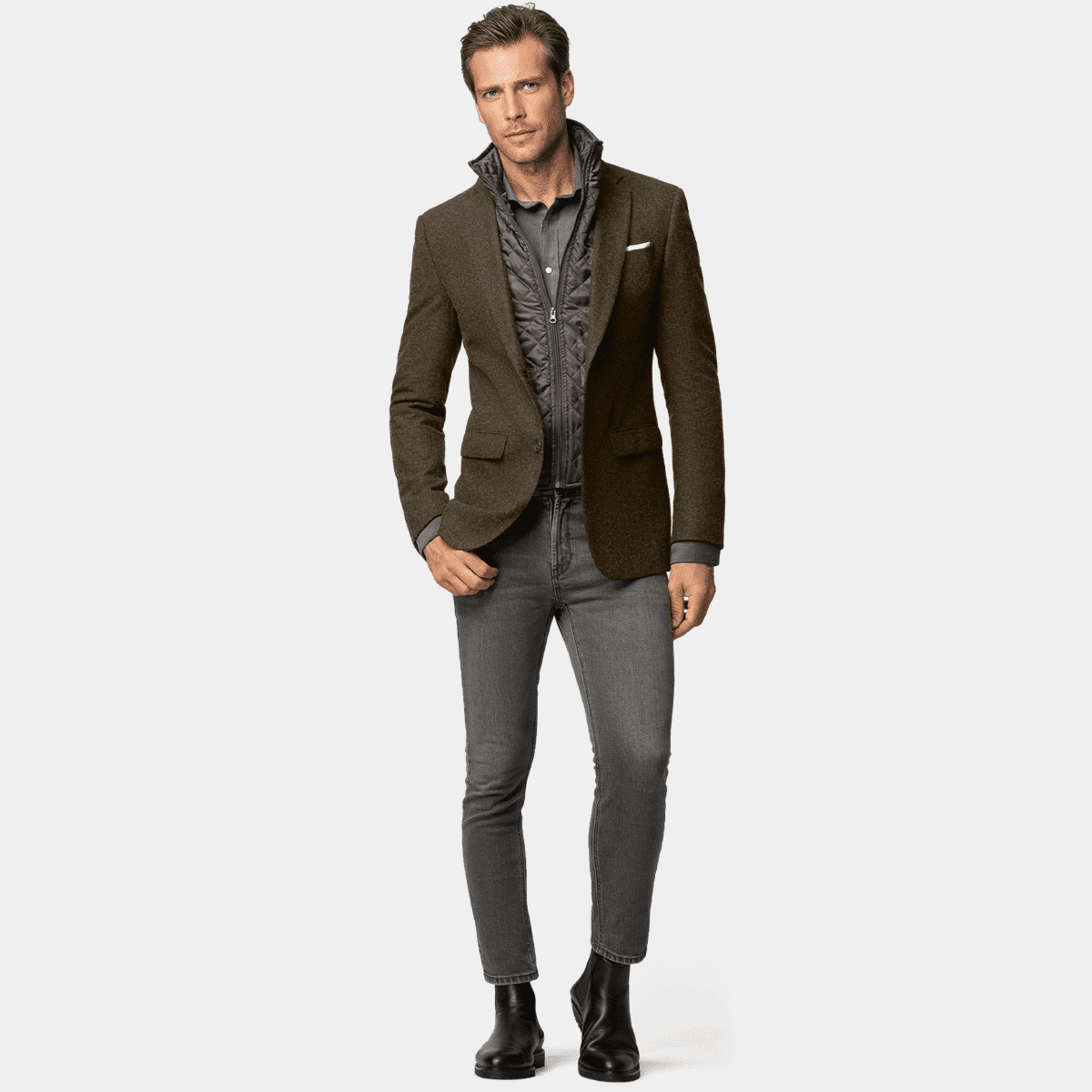 Veste marron en flanelle édition limitée avec gilet matelassé