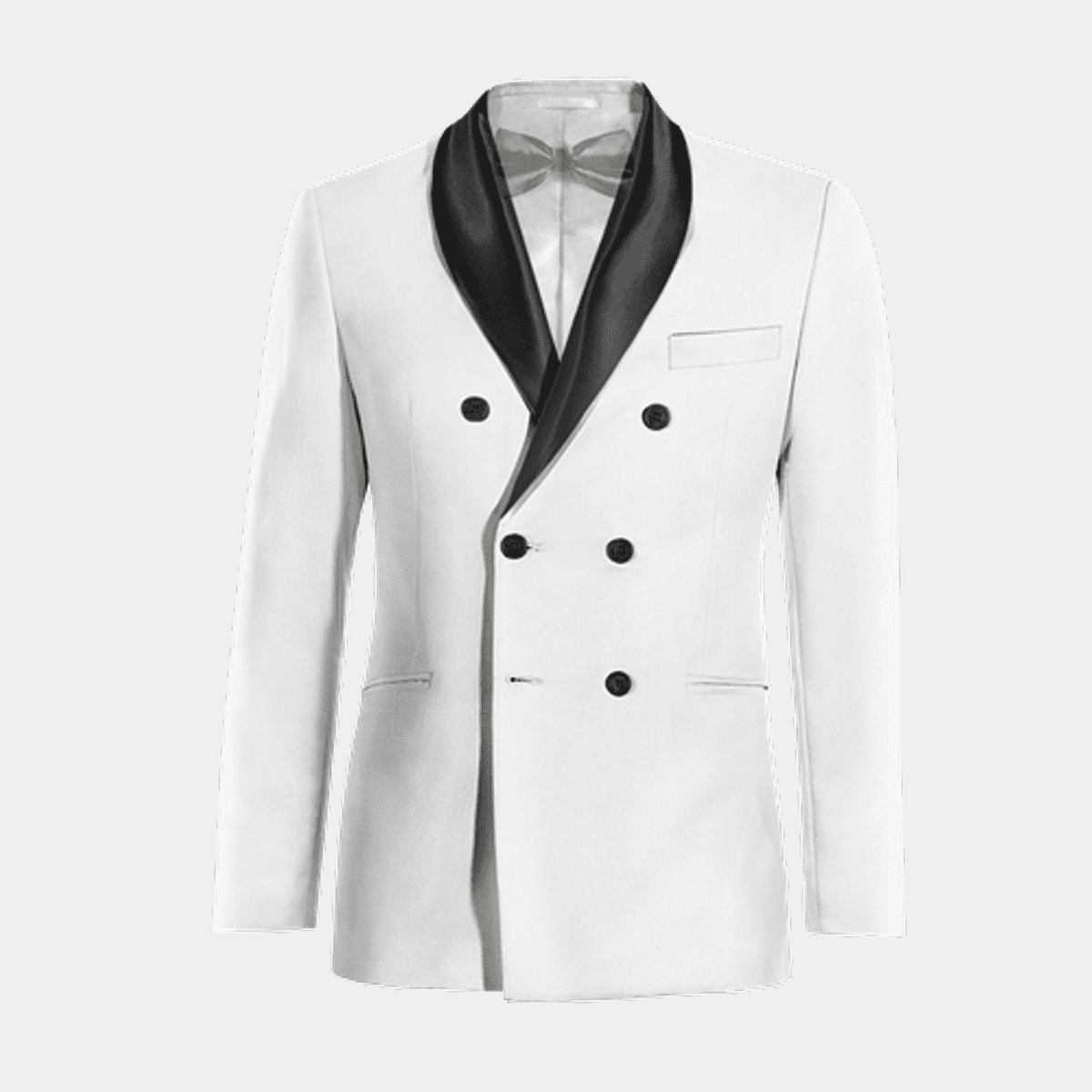 All white linen 6 buttons double breasted Tux Jacket