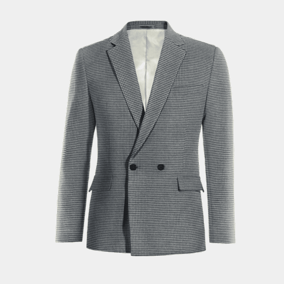 Gray houndstooth tweed double breasted Suit Jacket