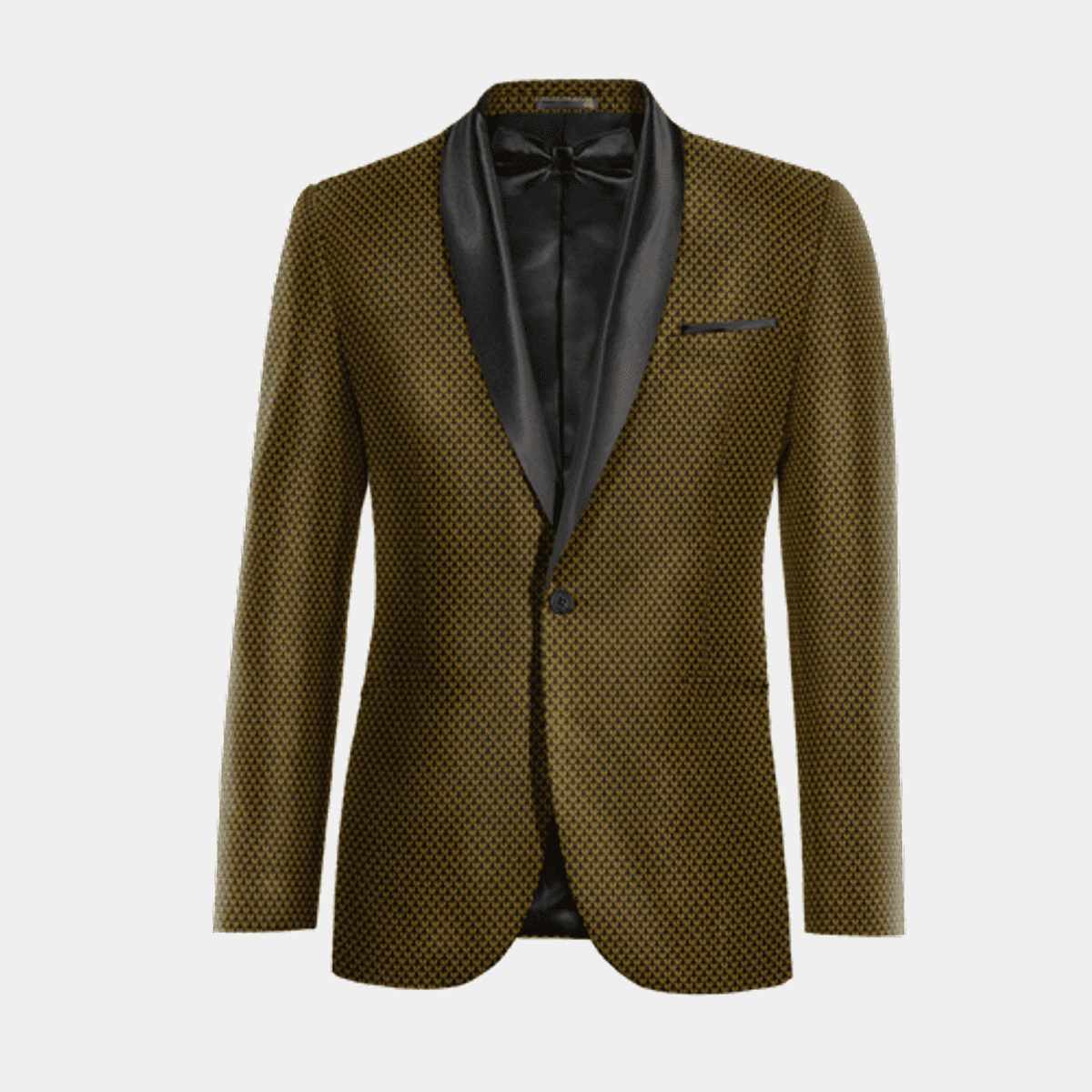 Gold micropattern jacquard year-round 1-button Dinner Jacket with ...