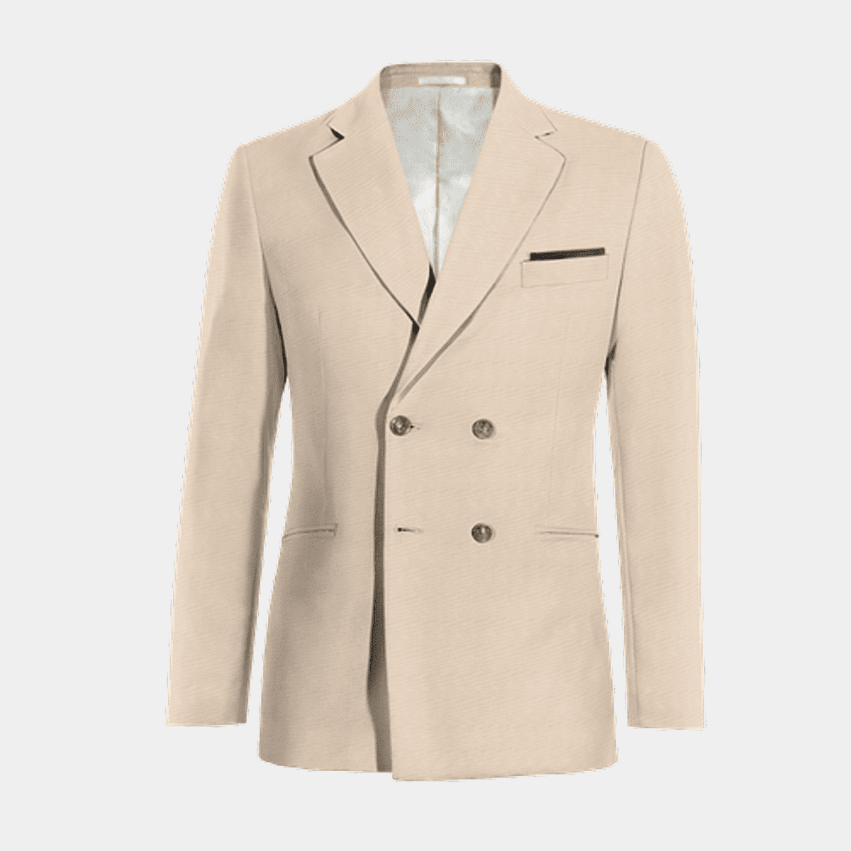 Champagne double breasted wide lapel Jacket with a pocket square