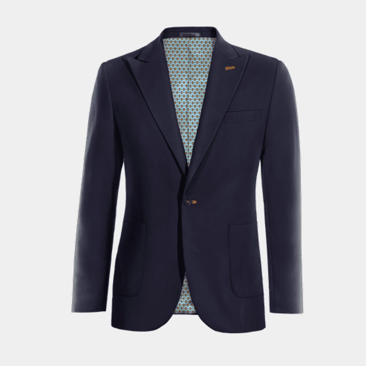 Blue super 100s Pure wool peak lapel Jacket with customized threads