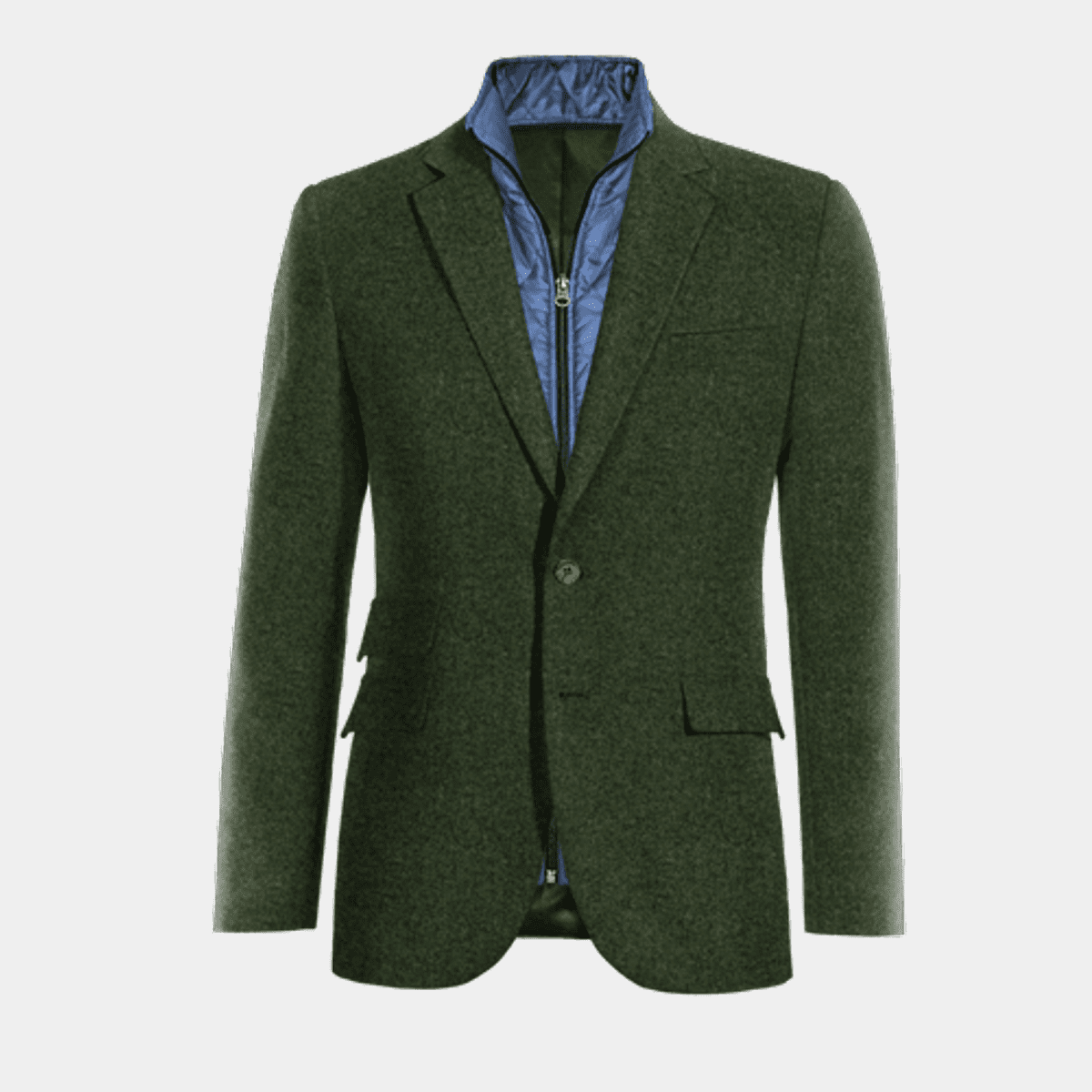 Forest green herringbone tweed limited edition Jacket with removable ...