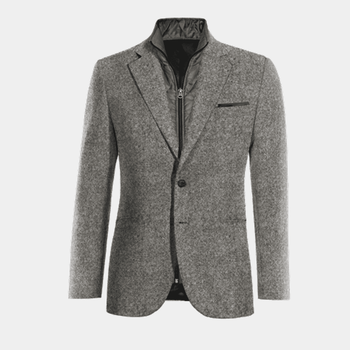 Light gray donegal tweed wide lapel Suit Jacket with elbow patches with ...