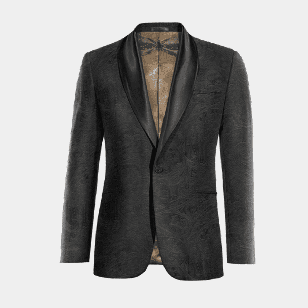 Onyx black paisley velvet wide lapel Tux Jacket