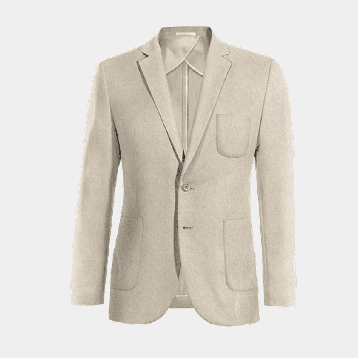Beige linen essential unlined Jacket with patched pockets