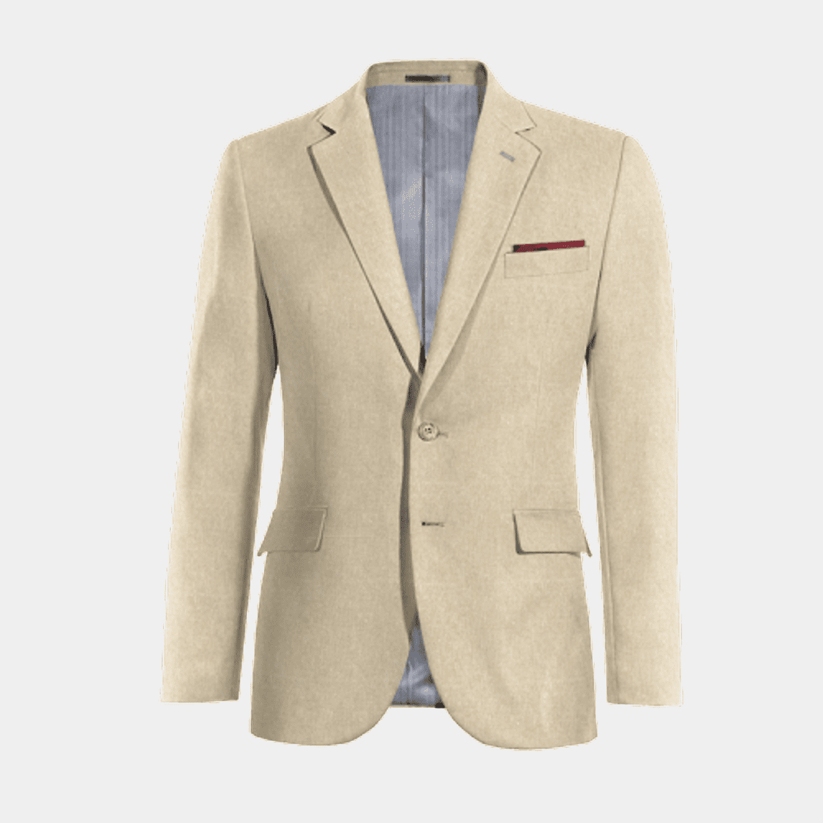 Beige linen essential Jacket with a pocket square