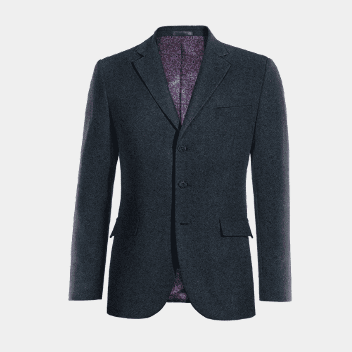 Navy blue donegal tweed slim fit three buttons Jacket