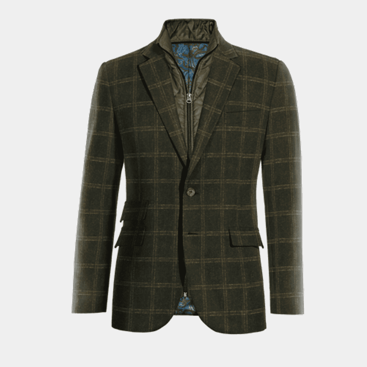 Forest green windowpane tweed limited edition Jacket with elbow patches ...