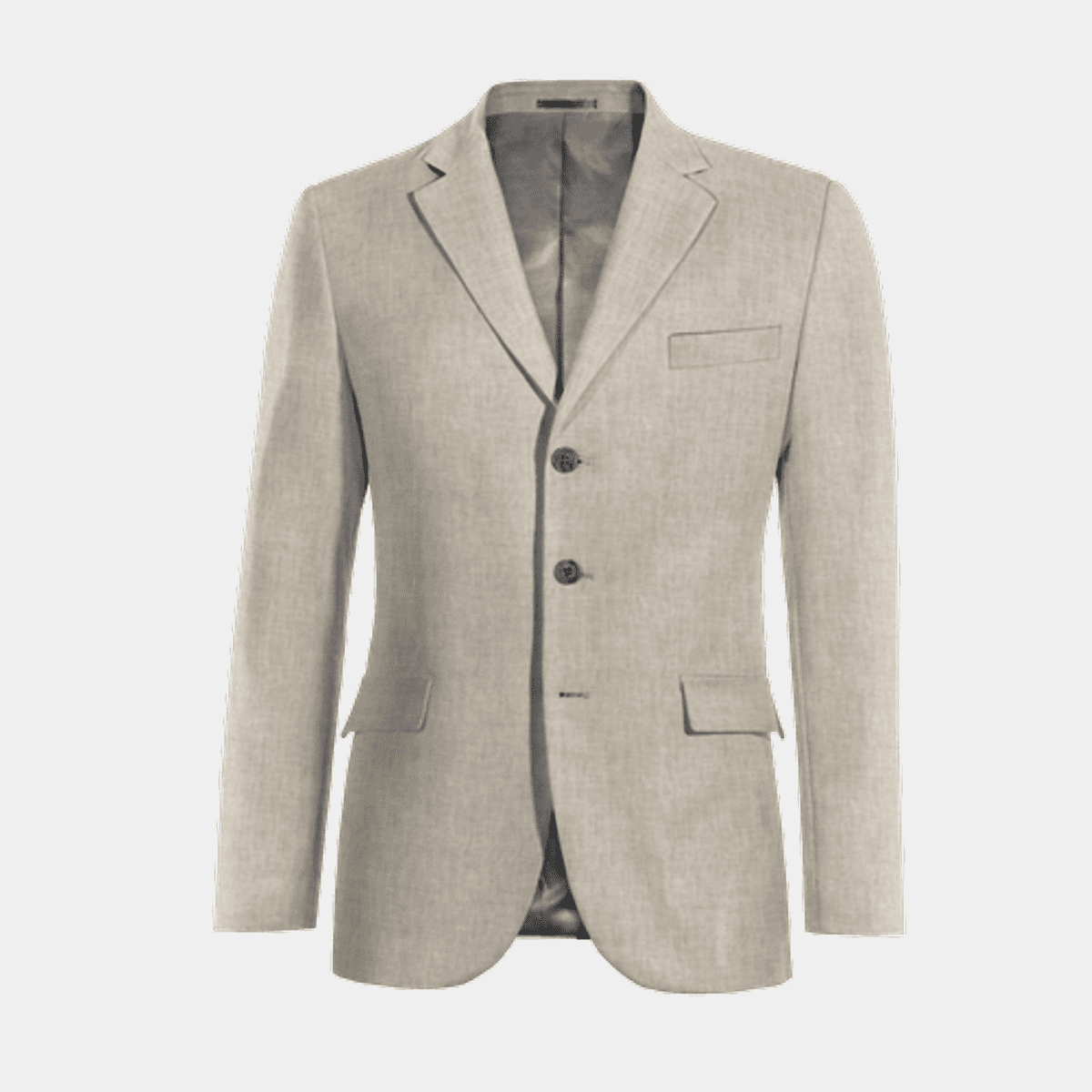 Oyster grey herringbone linen slim fit three buttons Jacket