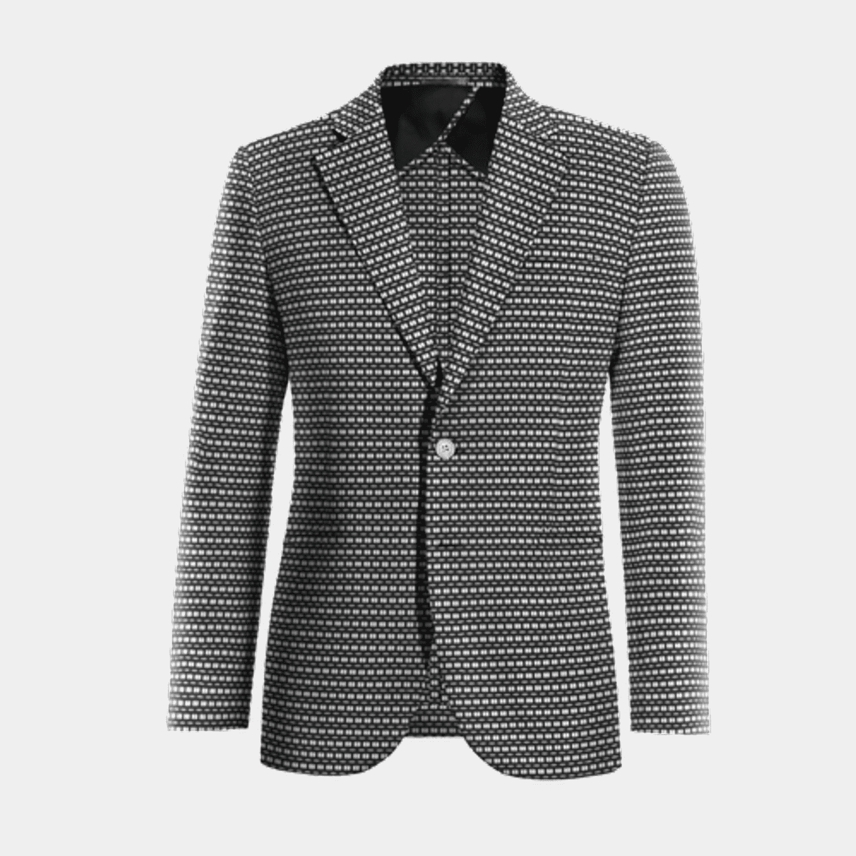 Black micropattern pure cotton wide lapel unlined Blazer