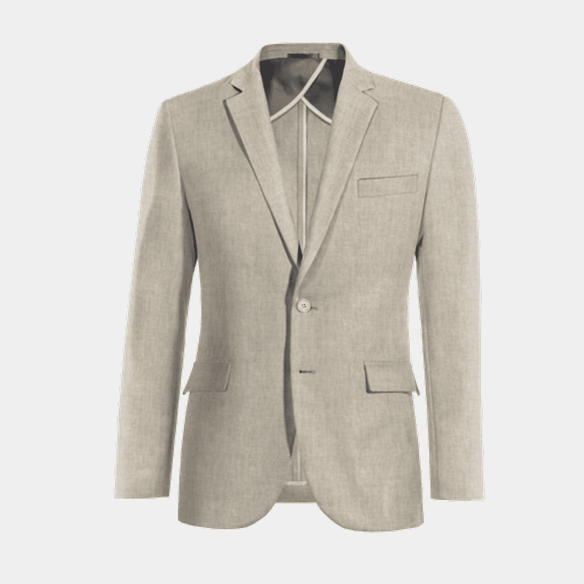 Oyster gray herringbone linen limited unlined Suit Jacket