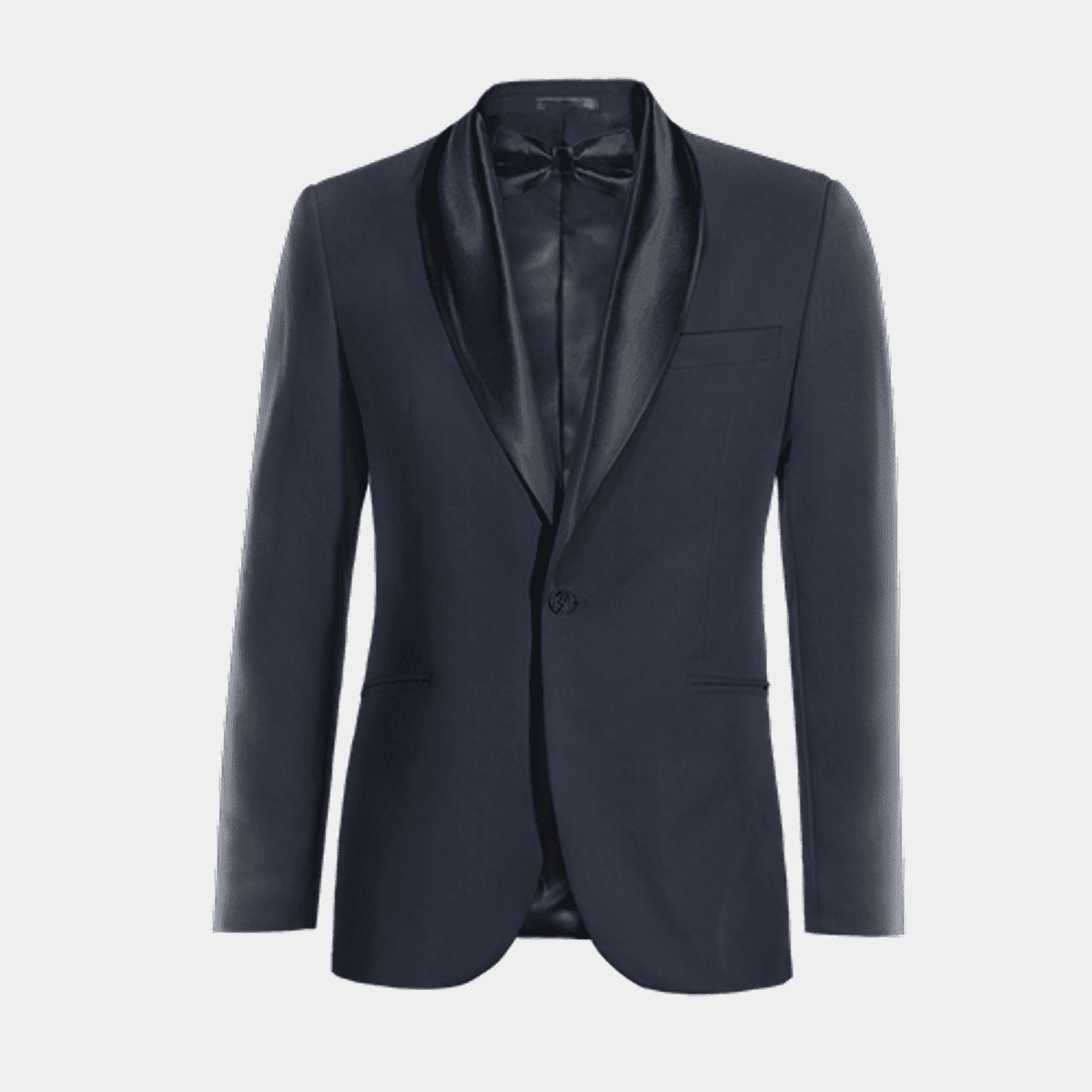 Blazer Tuxedo azul marino solapa ancha esencial de 1 botón