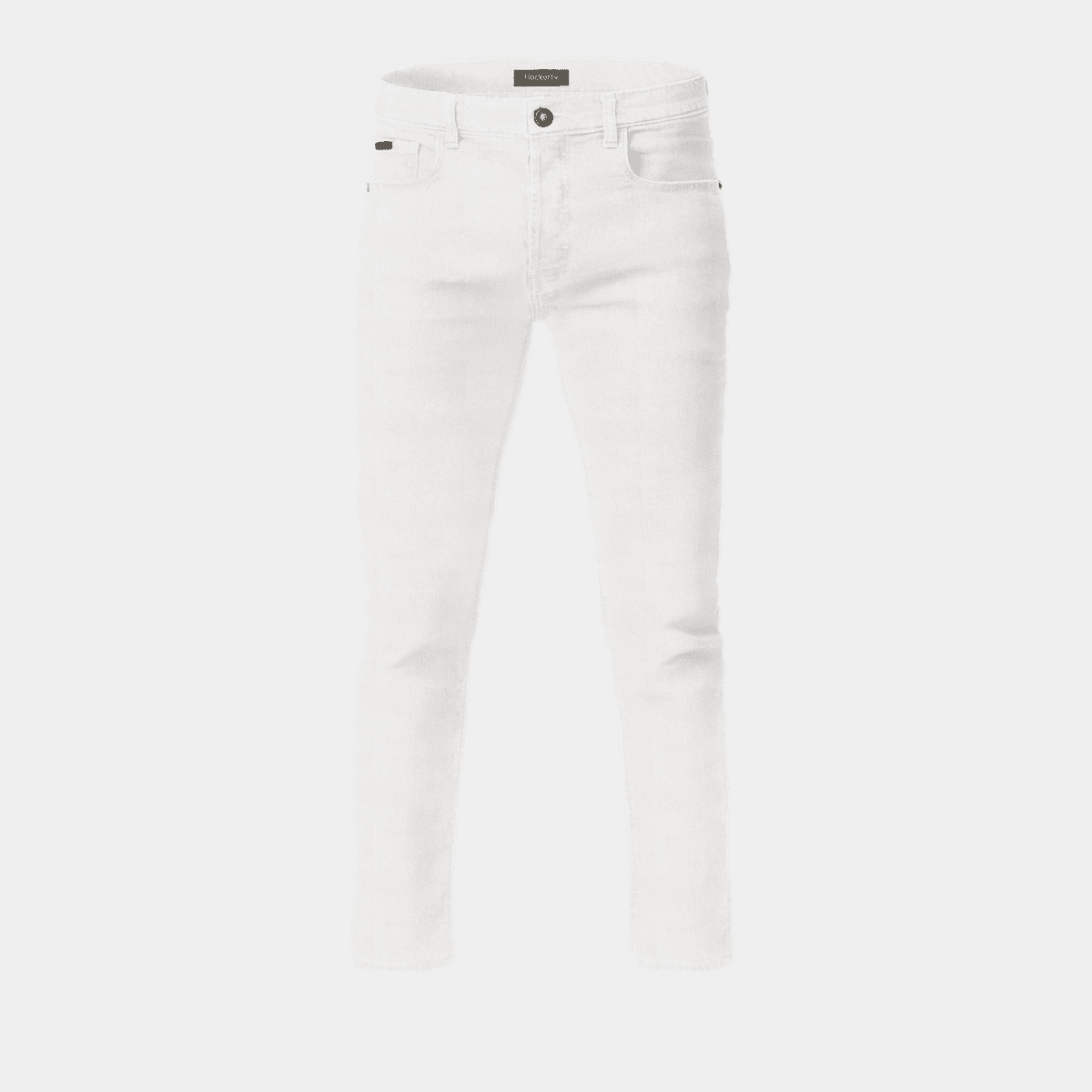 Clean white cropped buttoned slim Jeans