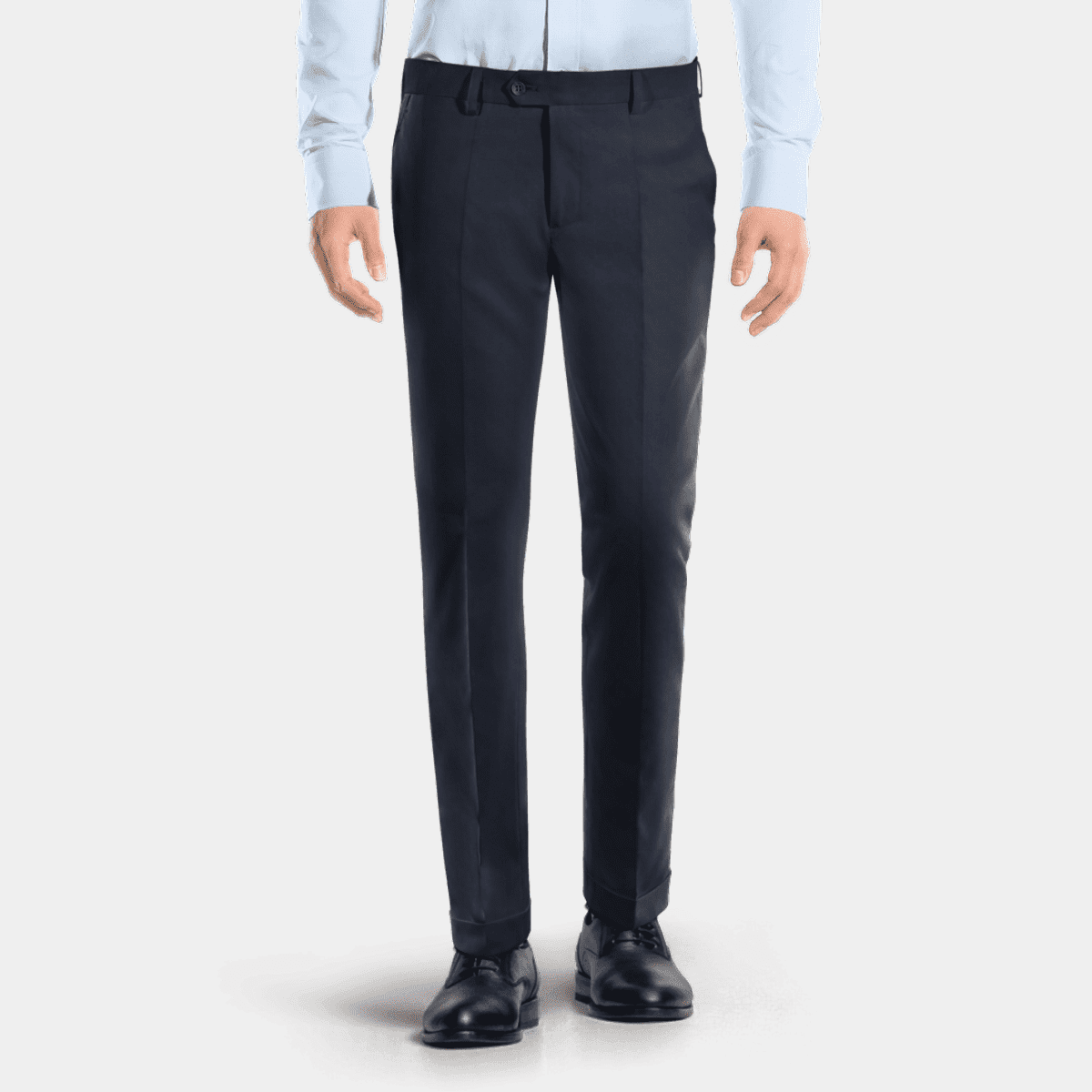 Navy blue cuffed slim fit Trousers