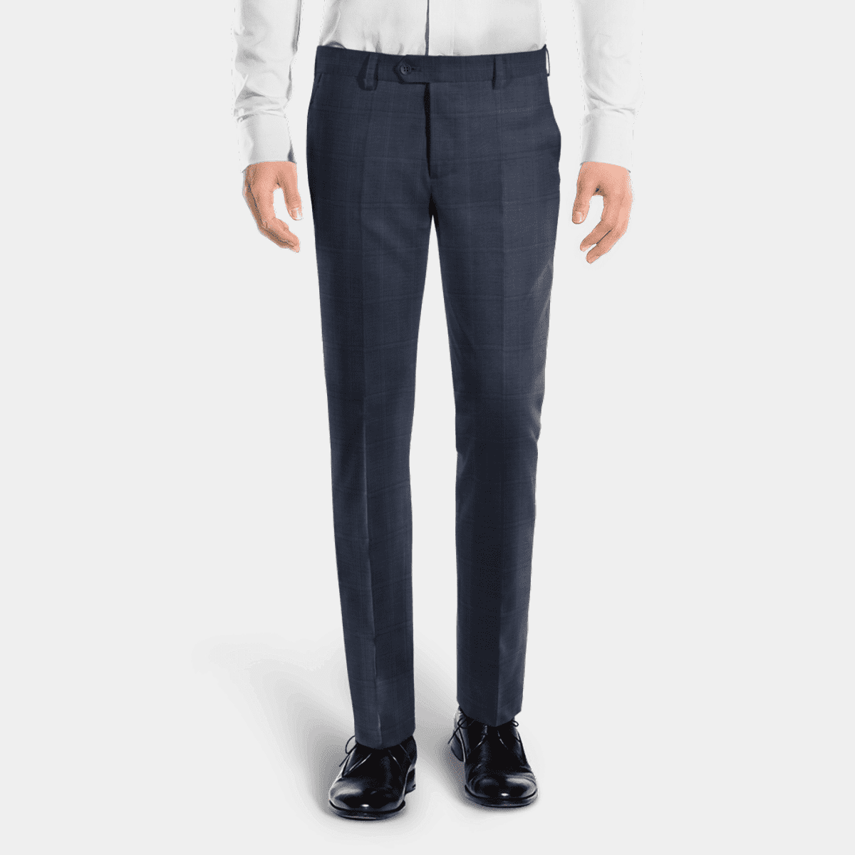 Pantaloni blu in Pura lana a quadri slim fit