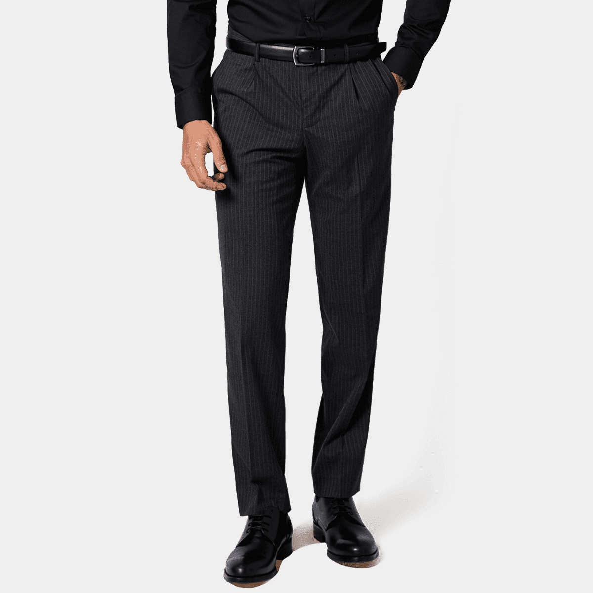Stretch charcoal grey pinstripe year-round Trousers