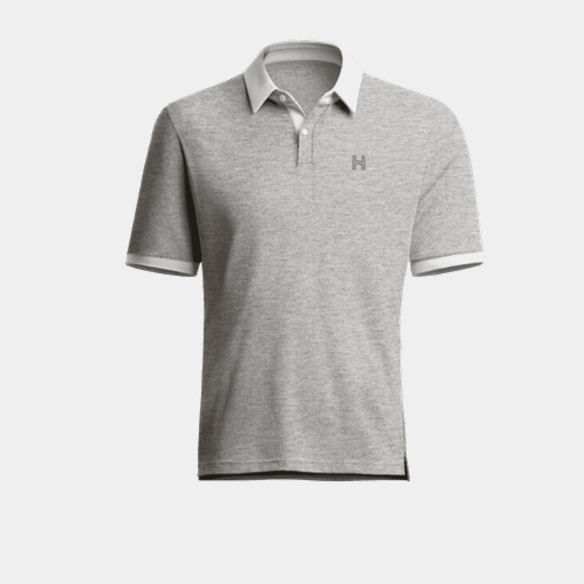 Light grey pique polo shirt with white collar