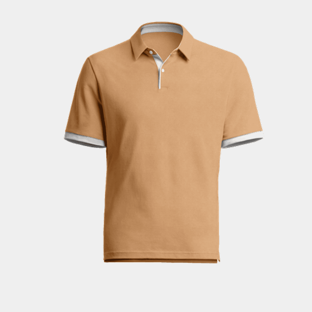 Polo piqué camel en coton-tencel avec col blanc