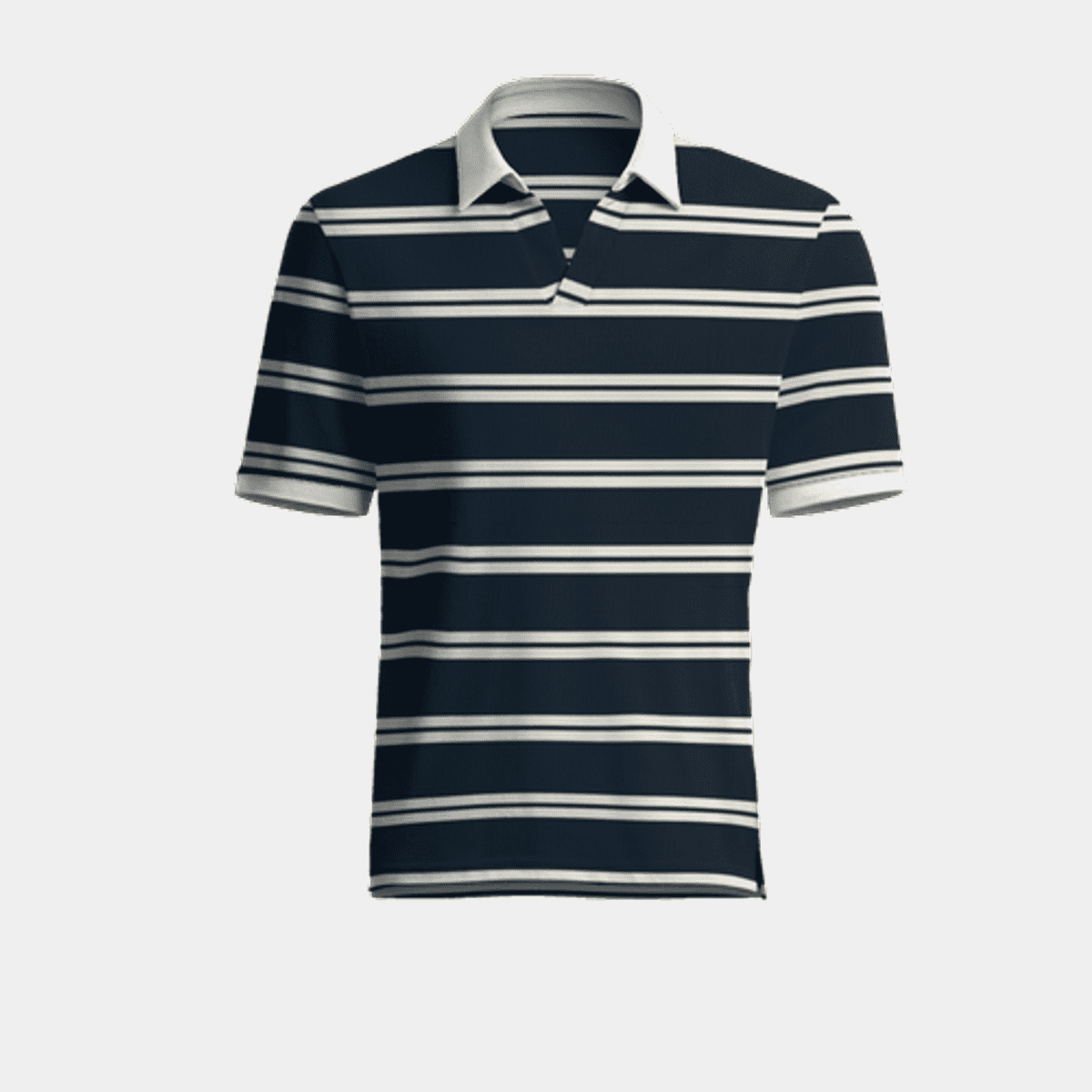 Polo sin botones azul marino con cuello blanco