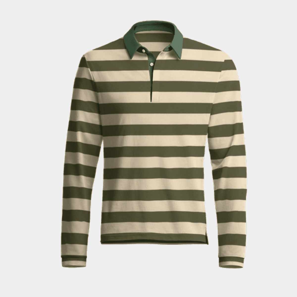 Olive green rugby shirt with contrasted collar