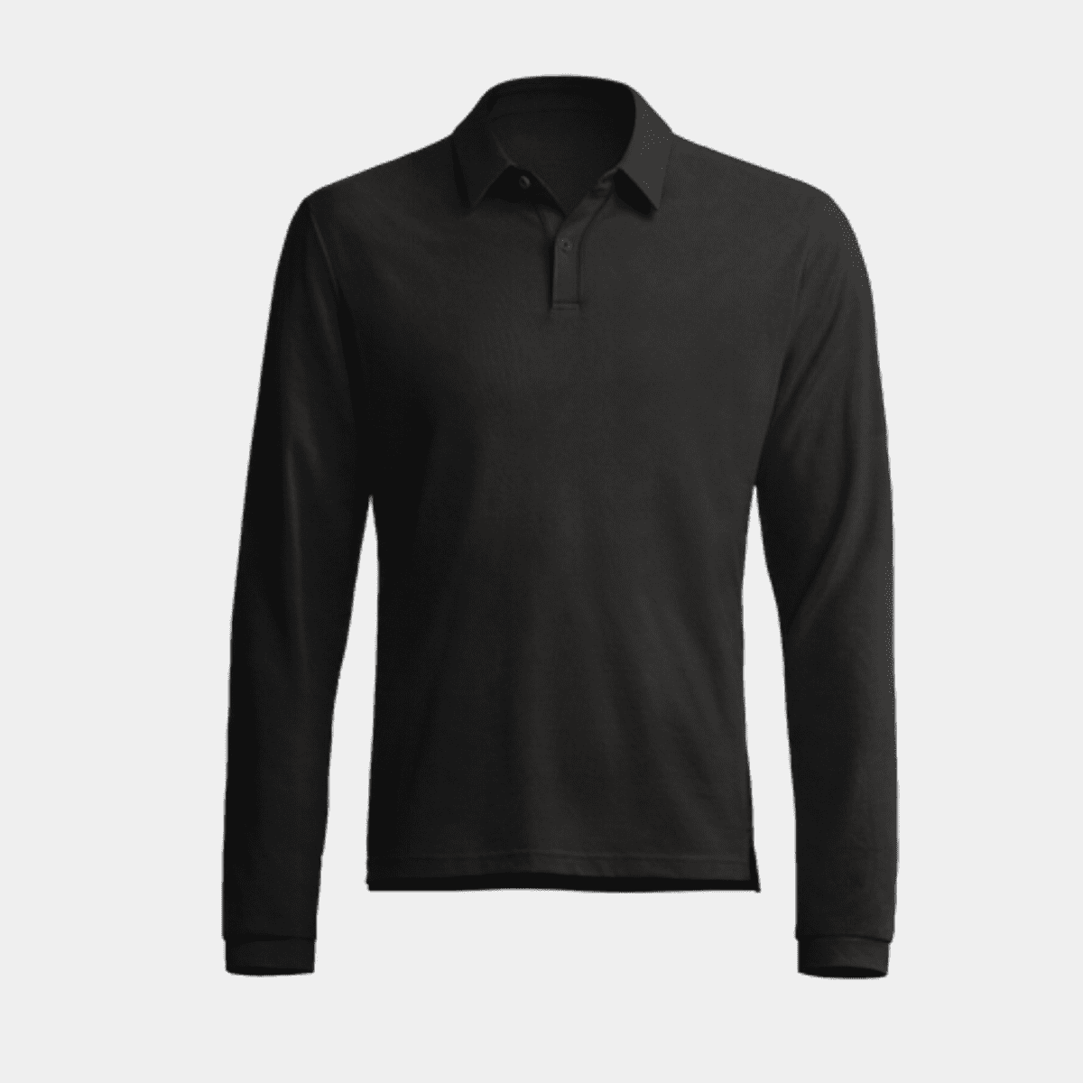 Black pique long sleeved polo shirt