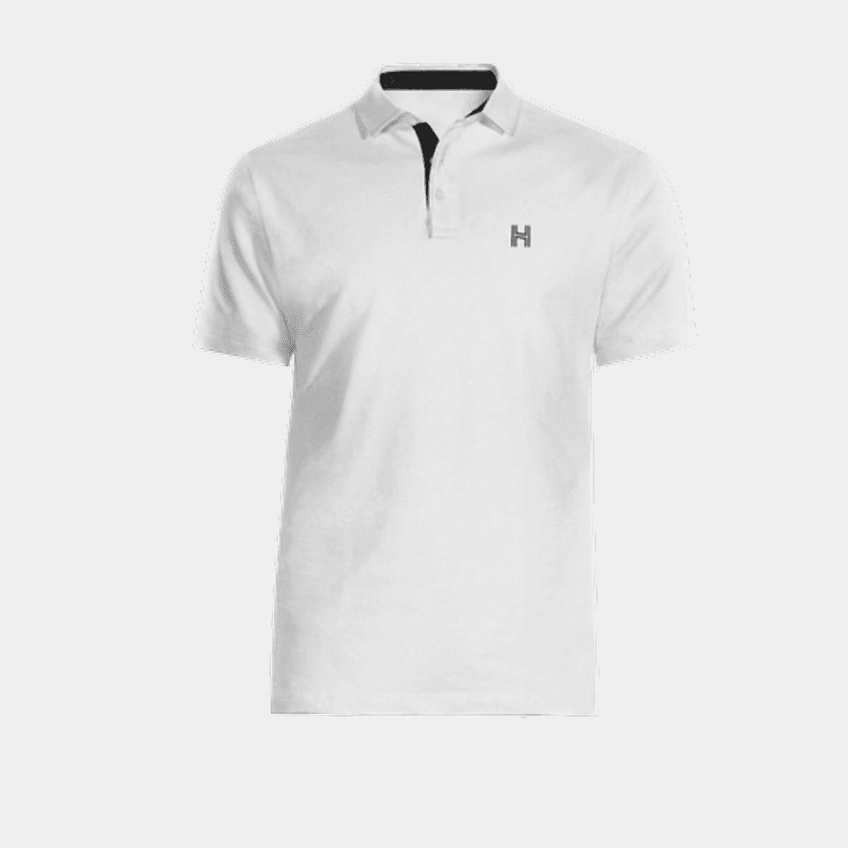 White pique dress collar polo with custom inner collar