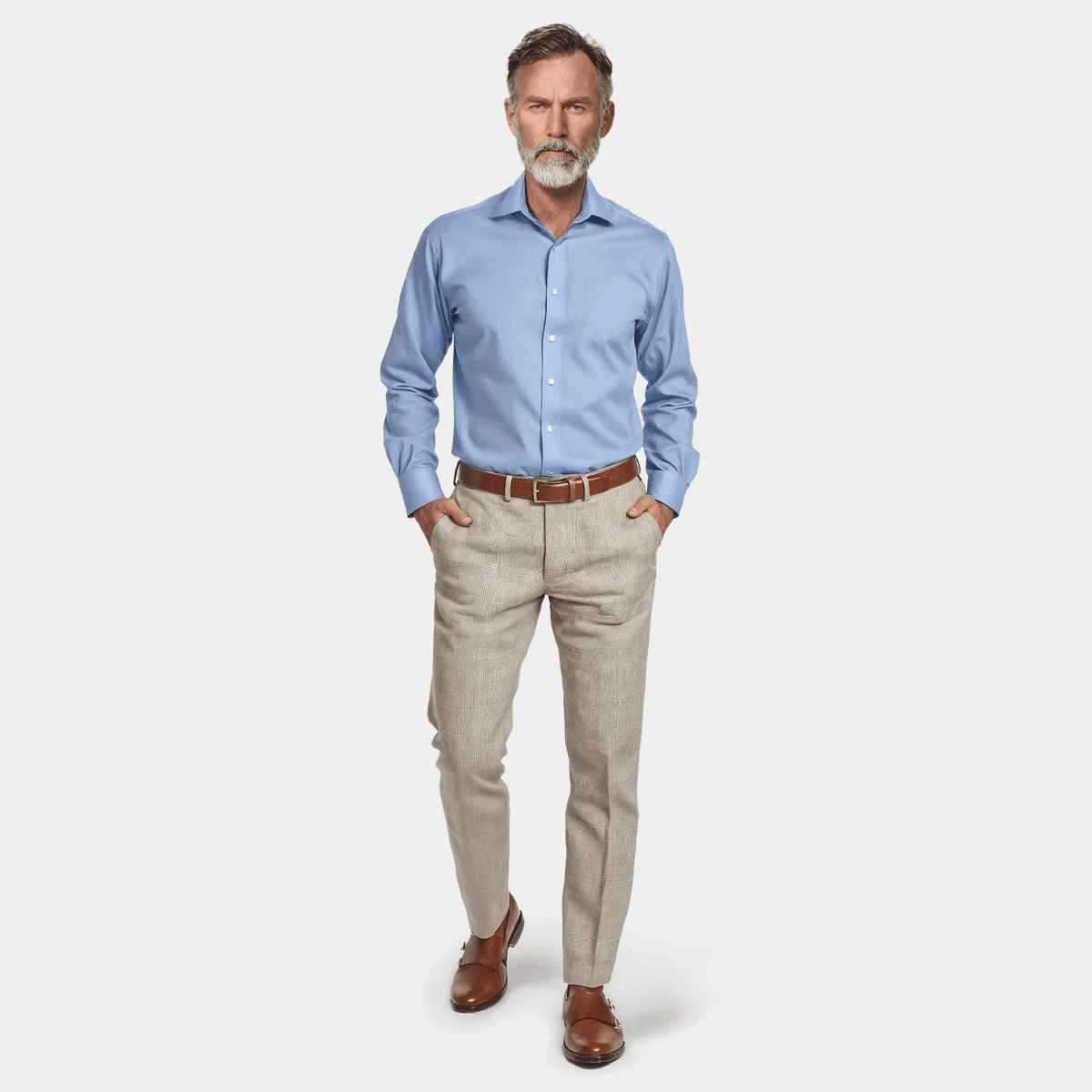 Mid blue poplin custom Shirt