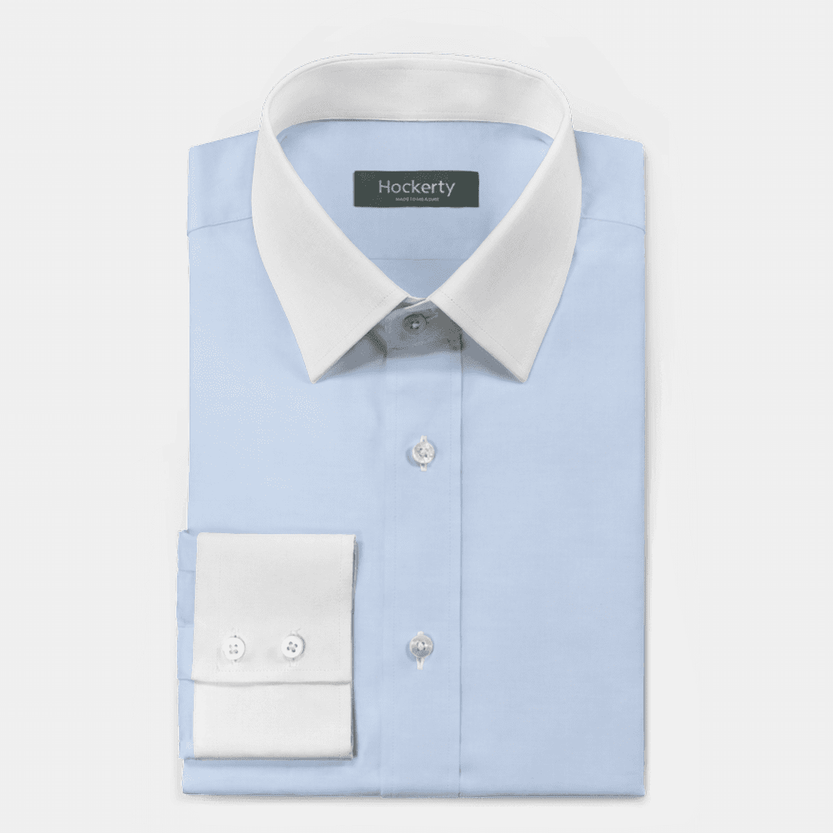 Premium easy-iron light blue herringbone Shirt with contrast collar