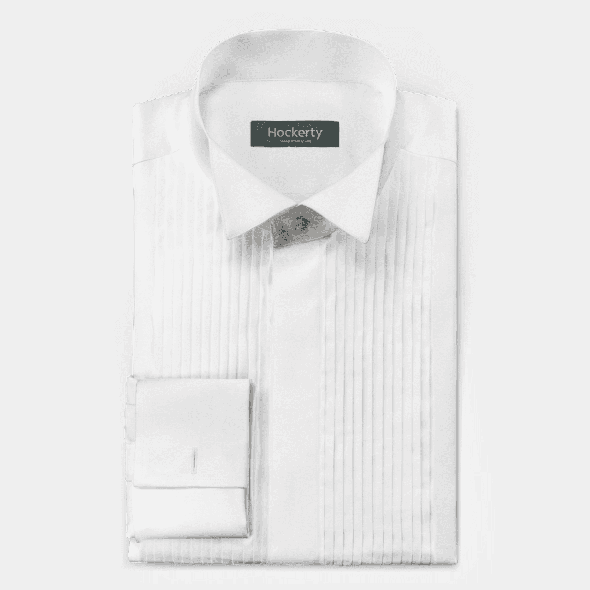 White double cuff oxford wing collar pleated Black Tie Shirt with ...