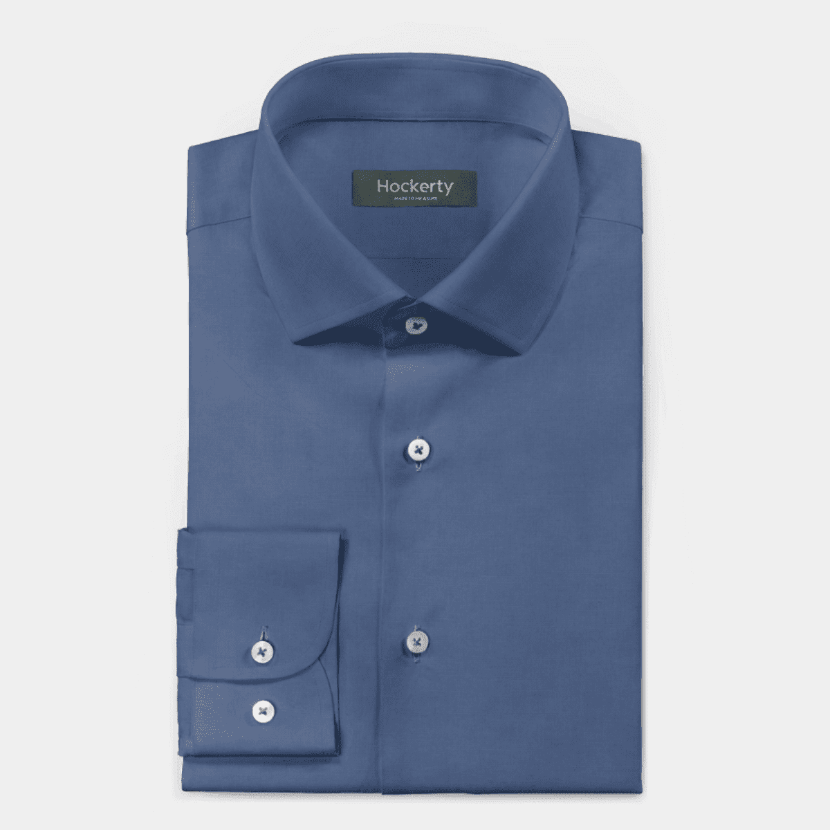 Dusty blue linen-cotton custom stretch Shirt