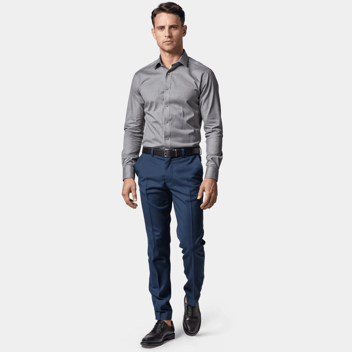 Gray linen-cotton tailored stretch Shirt